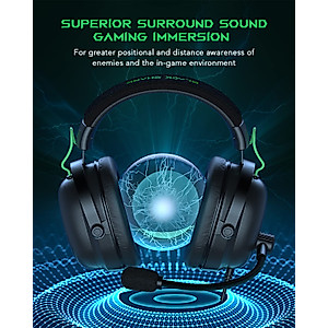 Black Shark Gaming Headset with Noise Canceling Cardioid Mic, Gaming Headsets for PC, PS4, PS5, Xbox, Switch, 50mm Dynamic Drivers, Over-Ear Gaming Headphones with Microphone & LED Light
