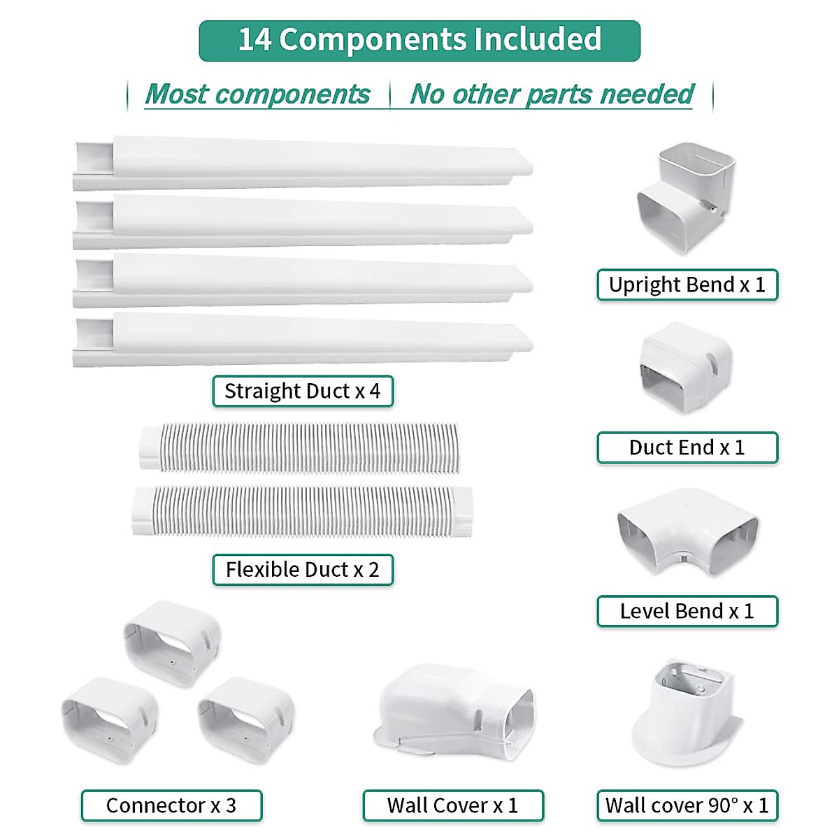 Cestluck 3'' 17 Ft Mini Split Line Set Cover Kit, Line Hide for Mini Split, Line Cover Set for Mini Split, Central AC Line Cover Kit