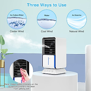 Lafhome Portable Air Conditioner, Mini Oscillating Air Conditioner Personal Small Air Cooler Evaporative Cooler Desk Fan with Timer Function and LED Night Light for Home Office Bedroom Indoor Use