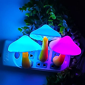 AUSAYE Sensor LED Night Light Plug in Lamp Mushroom Night Light 7-Color Changing Magic Mini Pretty Mushroom-Shaped Night Lights for Adults Kids NightLight