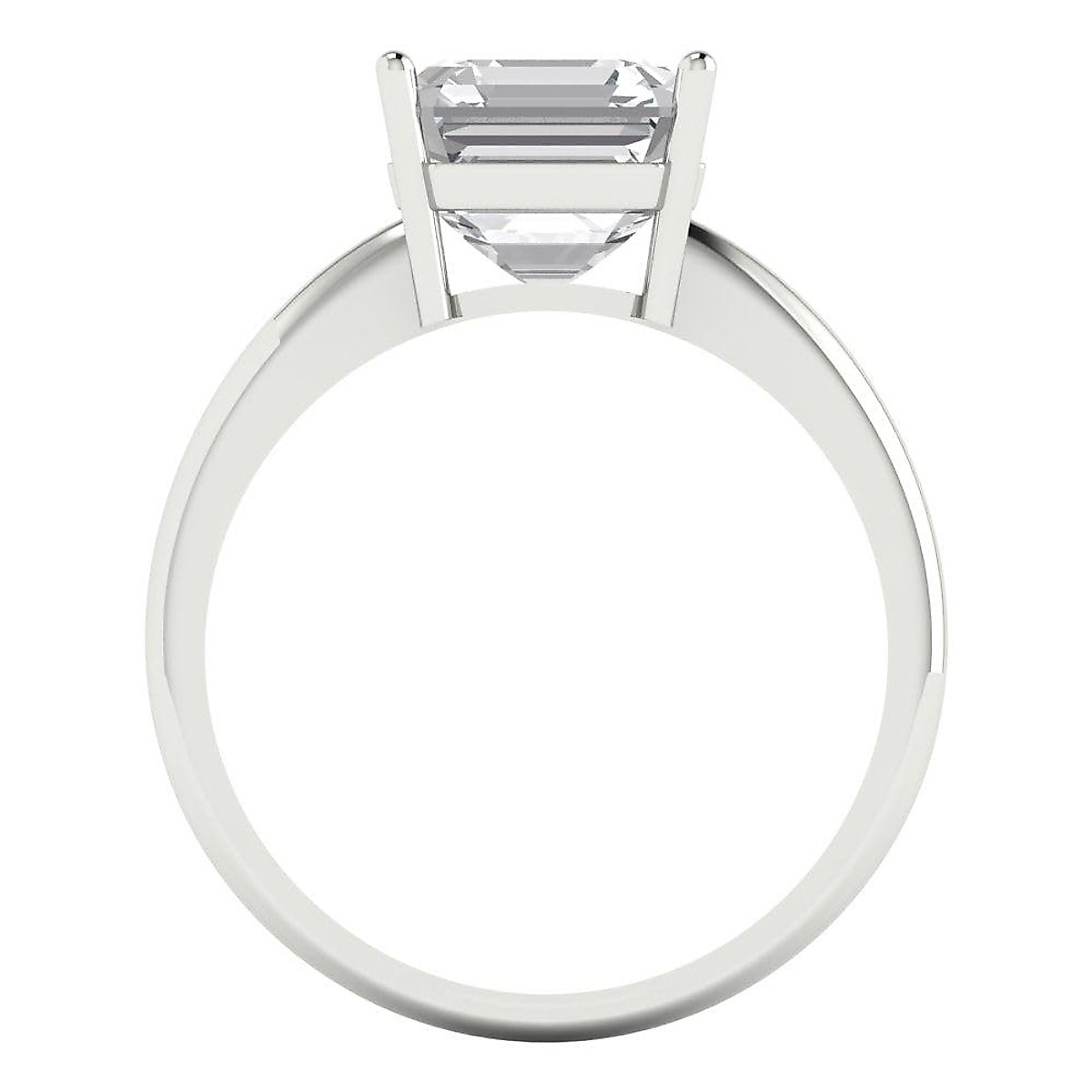Clara Pucci 2.5 ct Asscher Cut Solitaire Moissanite Engagement Wedding Bridal Promise Anniversary Ring 18K White Gold Size 7