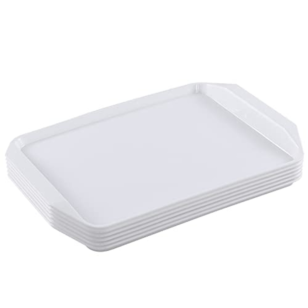 Jekiyo White Rectangular Plastic Fast Food Serving Tray, Set of 6
