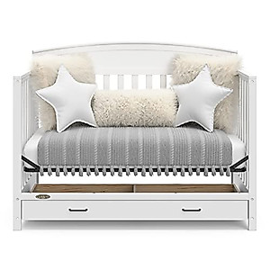 Graco Benton 5-in-1 Convertible Crib with Drawer (White) - Converts from Baby Crib to Toddler Bed, Daybed and Full-Size Bed, Fits Standard Full-Size Crib Mattress, Adjustable Mattress Support Base