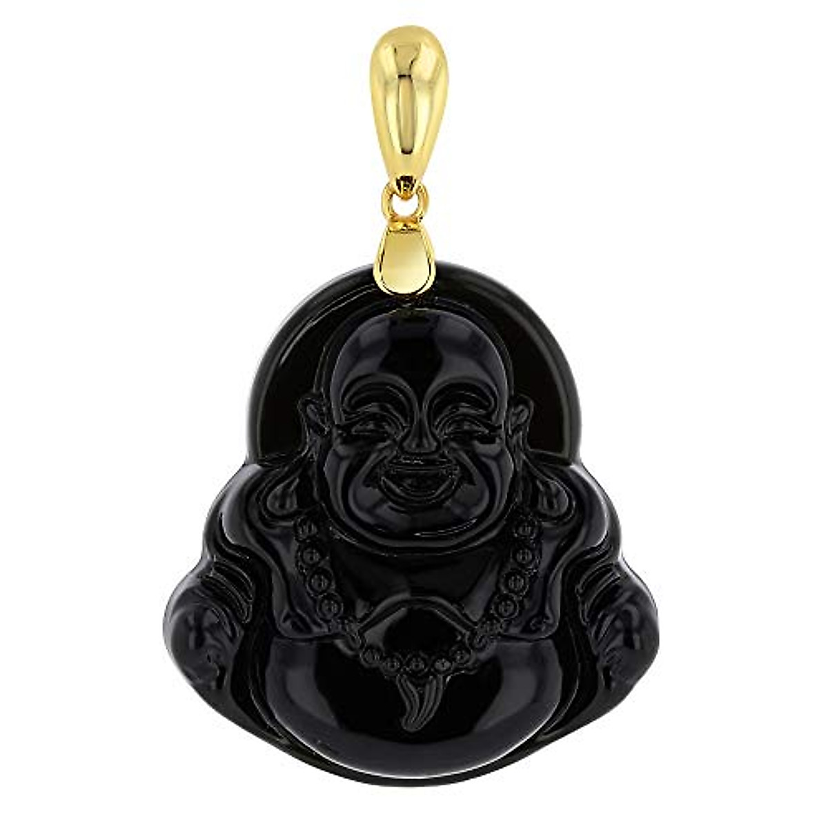 Shop-iGold Happy Laughing Buddha Black Jade Pendant, Genuine Certified Grade A Jadeite Jade Hand Crafted, Buddha Medallion, Buddha charm, Buddha Pendant, Good Luck Black Jade statue pendant
