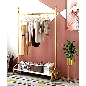 FONECHIN Clothing Display Rack Garment Rack with Bottom Shelf Heavy Duty Clothes Rack Retail Hanging Rack Closet Organizer for Boutique Gold 47"