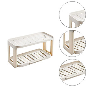 Hemoton Pull Out Shelf Jar Rack Bottle Stand Bathroom countertop Organizer Valet Tray Rack Organizer Storage Shelf Organizer Tray Jewelry Organizer Stand Metal White Make up Corner Frame