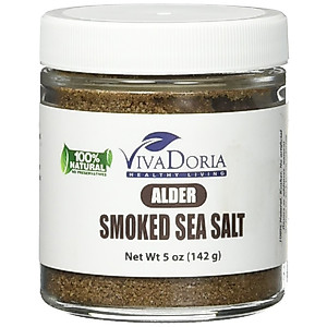 Viva Doria Alder Smoked Sea Salt, Alderwood Smoked Salt, Fine Grain, 5 Oz Glass Jar
