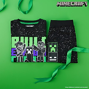 Minecraft Boys Pyjamas Set Lounge Wear Long Top or T-Shirt and Bottoms Teenagers Kids PJs 5-14 Years Gifts for Boys (Standard, 7-8 Years, Black)