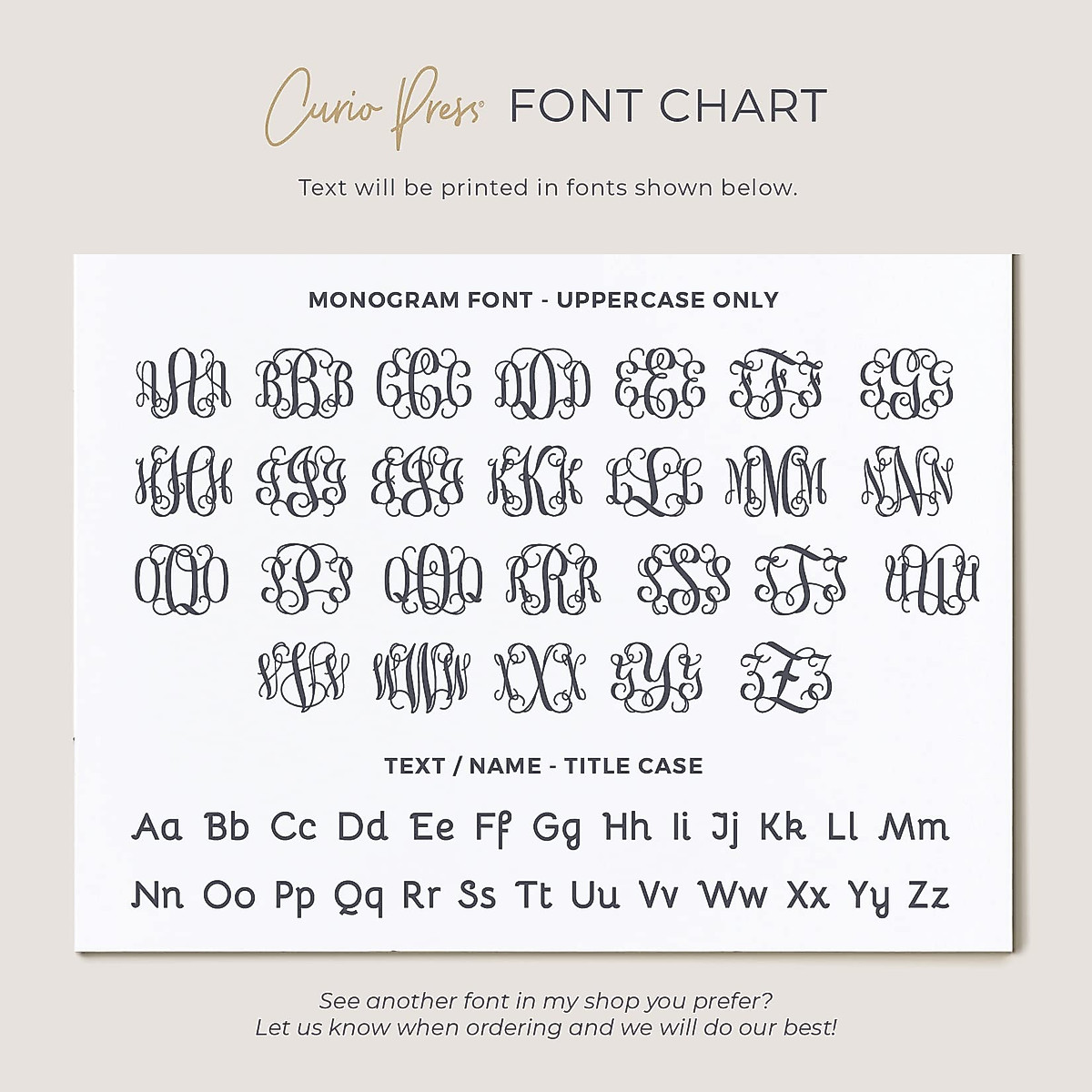 Monogrammed Personalized Preppy Girls or Womens FOLDED NOTECARD Stationery, Custom Card and Envelope Set - VINE MONOGRAM FOLD