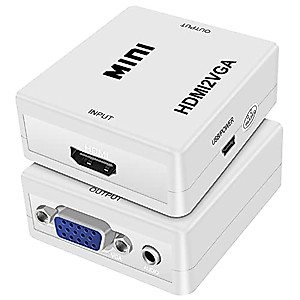 HDSUNWSTD HDMI to VGA Adapter with 3.5mm Audio Port (PC HDMI Source Output to VGA TV) for Old Computer Monitor Laptop Projector 1080P Video (Female HDMI in, Female VGA Out)