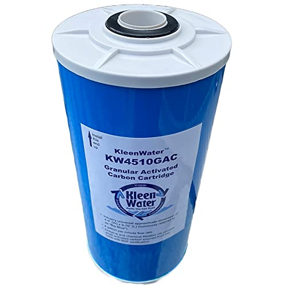 KleenWater Activated Carbon Filter, Replacement Water Filter Cartridge, 4.5 x 10 Inch, Chlorine Sulfur Odor Contaminants Filtration