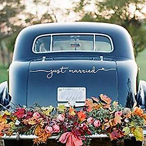 Just Married Vinyl Decal Wedding Decor Wedding Car Sign 28x4 inch