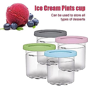 GHANTOY Containers Replacement for Ninja Creami Pints and Lids, Compatible with NC301 NC300 NC299AMZ Series Ice Cream Maker - 4 Pack