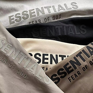 THE DINWEI NICE Hip Hop T-Shirt Ess Letter Print Couples Tee Sweatshirt for Men and Women Short Sleeve Oversized (Black,Small,Small)