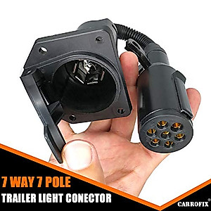 CARROFIX 7 Pin Round to 7 Way RV Blade Trailer Adapter Wiring Connector