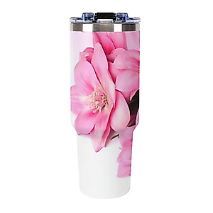 YTLKGFP 40 Oz Large Capacity Car Cup Beautiful Flowers Tumbler with Handle (Black) Straw Lid Insulated Stainless Steel Water Bottle Travel Mug Leak-proof Car Cup Keeps Cold Or Hot