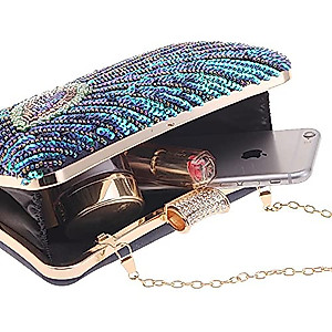 Peacock Clutch Purse Beaded Sequin Evening Bags Clutch Handbag for Party Wedding Proms Cocktail,7.9 * 4.7 * 2.4 in
