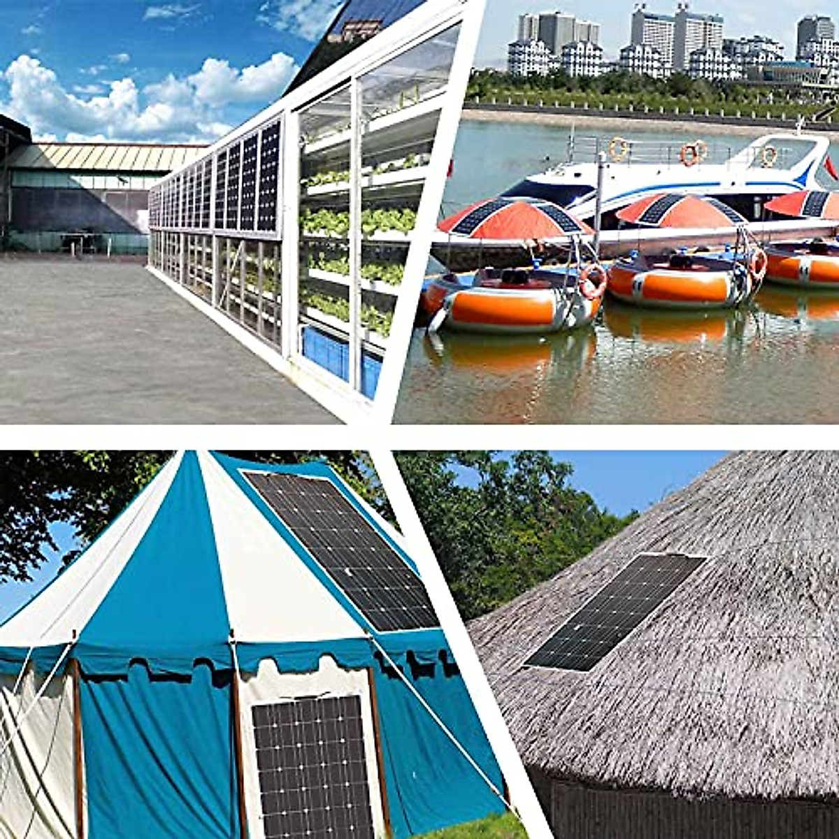 DSJ 12V 300W Monocrystalline Solar Panel - Home Flexible Solar System Kit with 12V 10A Solar Controller for Rv, Boat, Cabin, Caravan