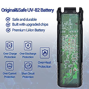 BAOFENG UV-82 Battery BL-8 3800mAh Li-ion High Capacity Extended Battery with Car Charger Cable UV-82HP UV-82C MIRKIT UV-82 MK3/5 etc Two Way Radio