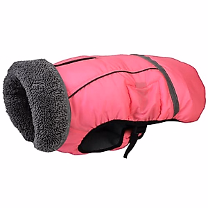 Doglay Dog Winter Coat with Thicken Furry Collar, Fleece Lining Reflective Warm Dog Jacket, Waterproof Adjustable Dog Clothes for Cold Weather, Soft Puppy Vest Apparel for Small Medium Large Dogs