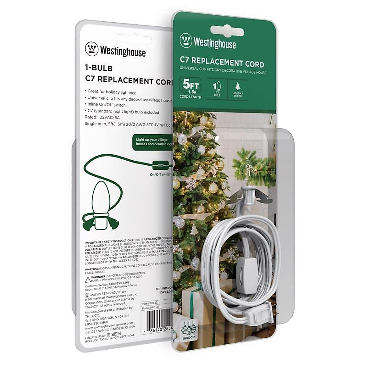 Westinghouse Replacement Cord 1 Bulb C7 Ceramic Universal Clip, 1 Count (Pack of 1), White