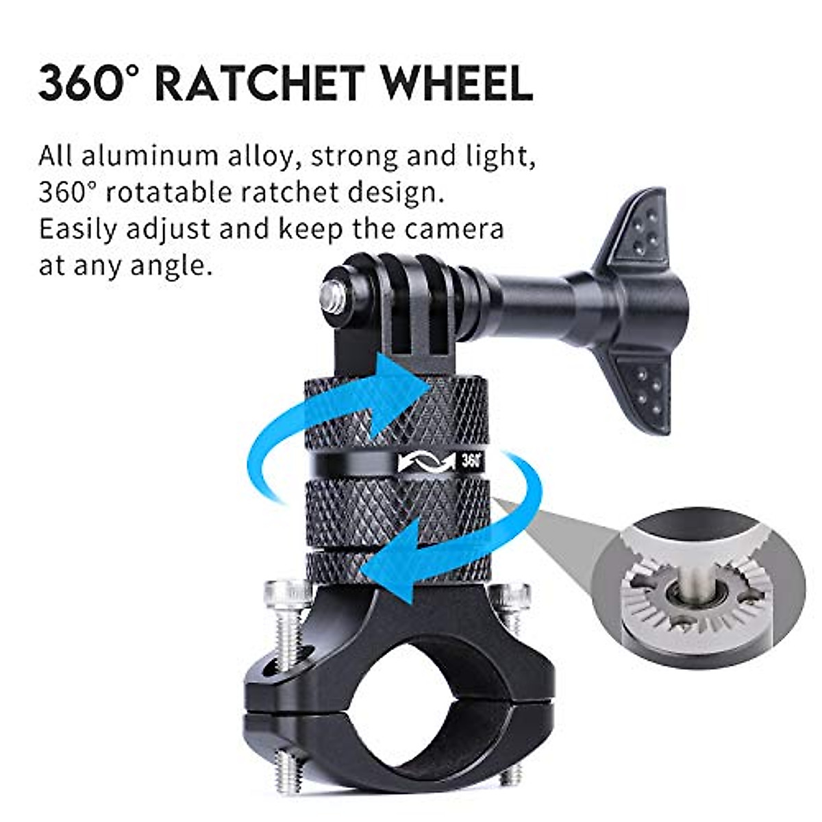 Seasky Mountain Bike Bicycle Motorcycle Handlebar Mount Clip Aluminum Alloy Bracket Suitable for GoPro Hero 11/10/9/8 Black Sport Camera Insta360 One X2 X3 360 DJI OSMO Action 2 3