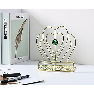 JIARI 1 Pairs Crown Bookends Decorative Metal Book Ends Supports for Bookrack Shelves, Heavy Duty, Book Holder Stopper for Books (Gold)