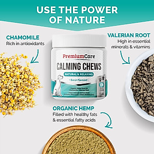 PREMIUM CARE Hemp Calming Chews for Dogs, Made in USA - Helps with Dog Anxiety, Separation, Barking, Stress Relief, Thunderstorms and More, 9.3 oz (264g), 120 Count