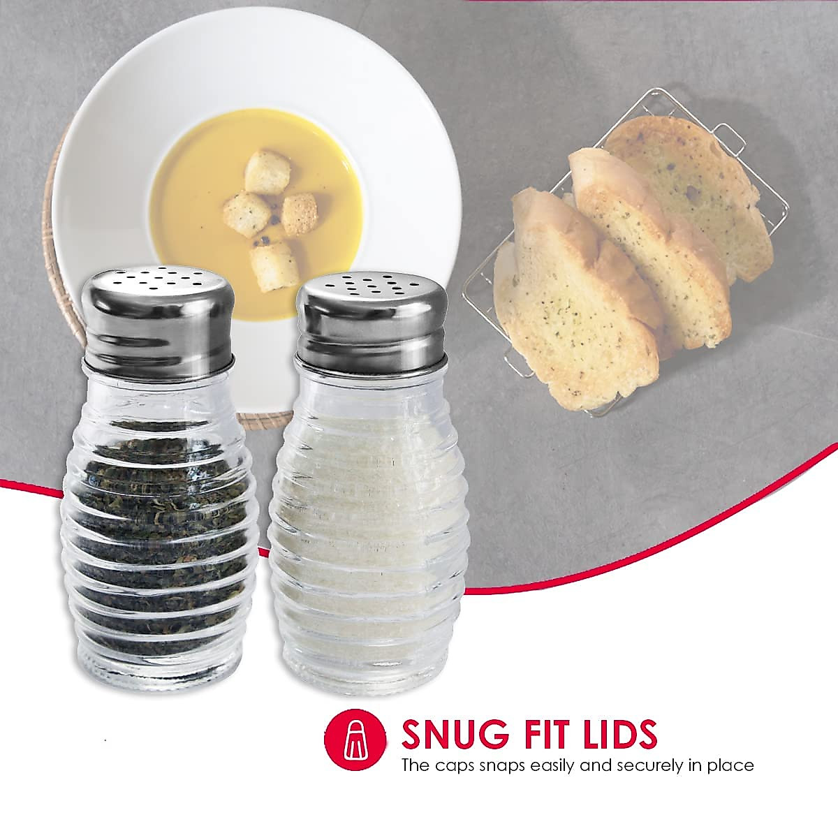 HOME BASICS Beehive-Style Glass Shakers Salt and Pepper Set, 2.5 oz, Clear