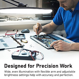 LED Desk Lamp with Clamp - DAEV – 2,200 Lumen 20" CCT Swing Arm Desk Light- 182 LEDs Adjustable from 300K to 6500K – Task, and Work Lamp for Nail Techs, Hobbyists, Artists, and Crafters, Black