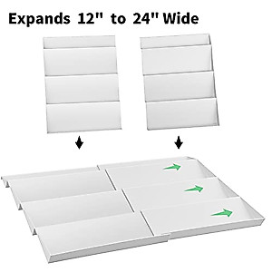 QIZENME Adjustable Spice Rack, 4 Tier Expandable Tray Drawer Organizer 12" to 24" Stackable Tray, Spice Storage Organizer Insert, for Spice Jars, Vitamins, Seasonings Kitchen Drawer Cabinet 2 Pack