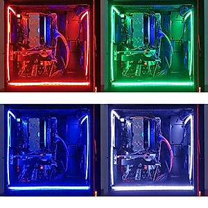 airgoo NEON RGB LED Strip for PC, 48 LEDs 2 x 15.7inch RGB Strips for for Motherboards 12V 4Pin RGB LED Header, Easy to Install with 12 pcs Strong Magnetic Brackets