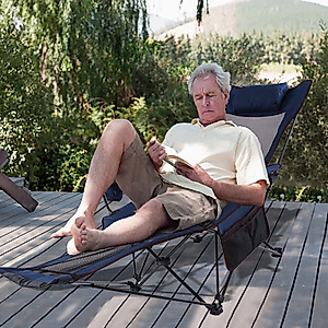 Seatopia Camping Recliner Camping Lounge Chair, Backpacking Folding Chair with Headrest, Footrest and Storage Bag for Outdoor Camping, Beach, BBQ, 330lbs Weight Capacity