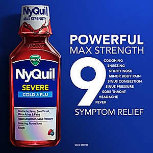 Vicks NyQuil Severe Cold & Flu Nighttime Relief Berry Flavor Liquid 8 Fl Oz