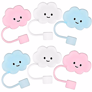 6pcs Straw Covers Cap for Stanley Cup,Cute Cloud Silicone Straw Tip Covers for Stanley 30 & 40 Oz Tumbler with Handle (Cloud)