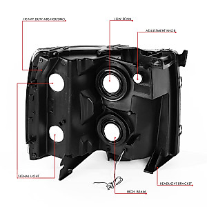 DNA MOTORING HL-LED-CSIL07-BK-CL1 Pair LED DRL Strip Headlight/Lamp Compatible with 07-14 Silverado, Black