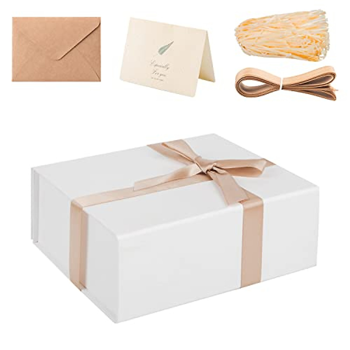 LIFELUM White Gift Box with Lid 8 x 7 x 3 inch Magnetic Gift Box Sturdy Gift Box Bridesmaid Proposal Gift Box for Valentine's Wedding Christmas Birthdays Gift Packging (1 Pcs)