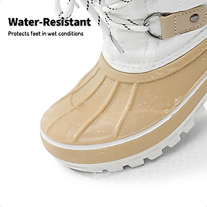 DREAM PAIRS Boys & Girls Faux Fur-Lined Ankle Winter Snow Boots,Size 2 Little Kid,Beige/White,FORESTER