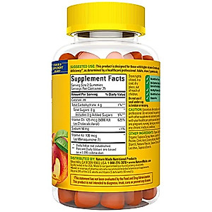 Nature Made Vitamin D3 K2 Gummies, Vitamin D3 5000 IU per serving, Bone, Teeth, Muscle, Immune Health Support, 50 Vitamin D + K2 Gummy Vitamins, 25 Day Supply