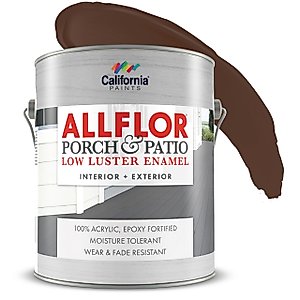 CALIFORNIA PAINTS ALLFLOR Porch, Patio and Floor Enamel Paint, Saddle Brown, 1 Gallon, Extremely Durable Water-Based Formula, Ideal for Patios, Pool Decks, Basements & More
