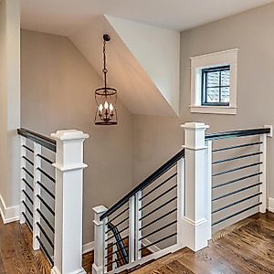 LOG BARN 3-Light Industrial Chandeliers, Vintage Foyer Hanging Lighting Fixture for Dining Room, Living Room, Cylinder Metal Shade, Bronze Finish