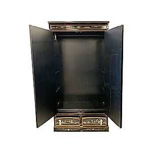 Oriental Armoire Black Lacquer with Mother of Pearl Inlays