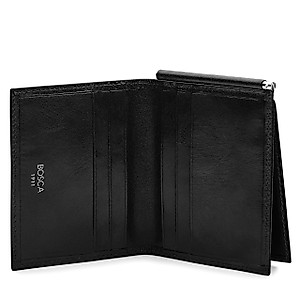 Bosca Men's Wallet, Old Leather Money Clip with Pocket, Black