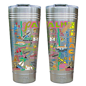 Catstudio Palm Beach Thermal Tumbler | Triple Wall Insulation With Non Slip Bottom | Great Travel Cup for Water, Coffee, Tea, or Smoothies