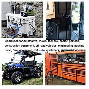 COOLOGIN Rubber Flexible T-Handle Hasp Draw Latch for Tool Box, Cooler, Golf Cart or Engineering Machine Hood (4 PCS, Black)