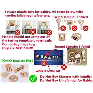 TOWO Wooden Rattles Maracas Baby Toys 6 Months-Organic Eco Toys for Infant Grasping Teething Natural Tether Musical Instrument Shaker Sensory Brain Development Newborn Birth Gift for Boys Girls