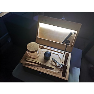 JIGCEN Bamboo Wooden Storage Box Set with LED Lights Combination Lock