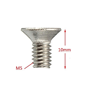 PZRT 12pcs Hexagon Hex Socket Countersunk Screw Stainless Steel A2-70 Flat Head Screw Allen Bolts M5x10, Silver Tone