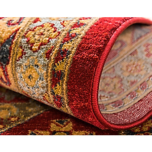 Unique Loom Sahand Collection Border Floral Geometric Area Rug (2' 7" x 6' 7" Runner, Red)