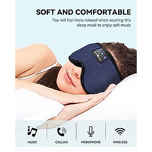 MUSICOZY Sleep Headphones Bluetooth Sleep Eye Mask for Sleeping, Wireless Music Sleeping Masks Headphones, Sleep Earbuds for Side Sleepers Men Women with Speakers Cool Tech Gadgets